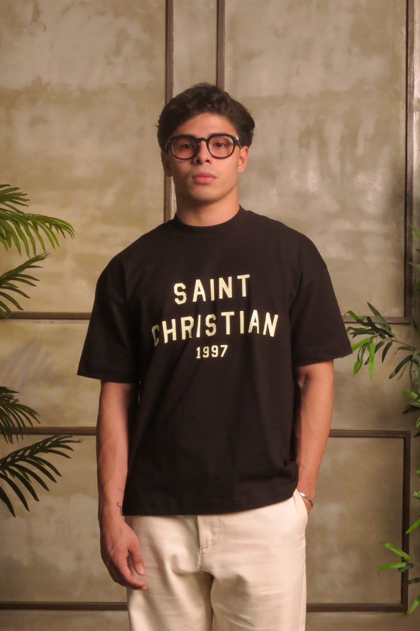 CLASSIC LOGO CREW NECK T-SHIRT (BLACK) – Les Saint Christian